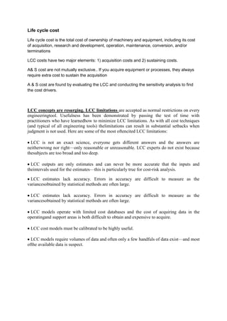 Life cycle cost definitions (2) | DOCX