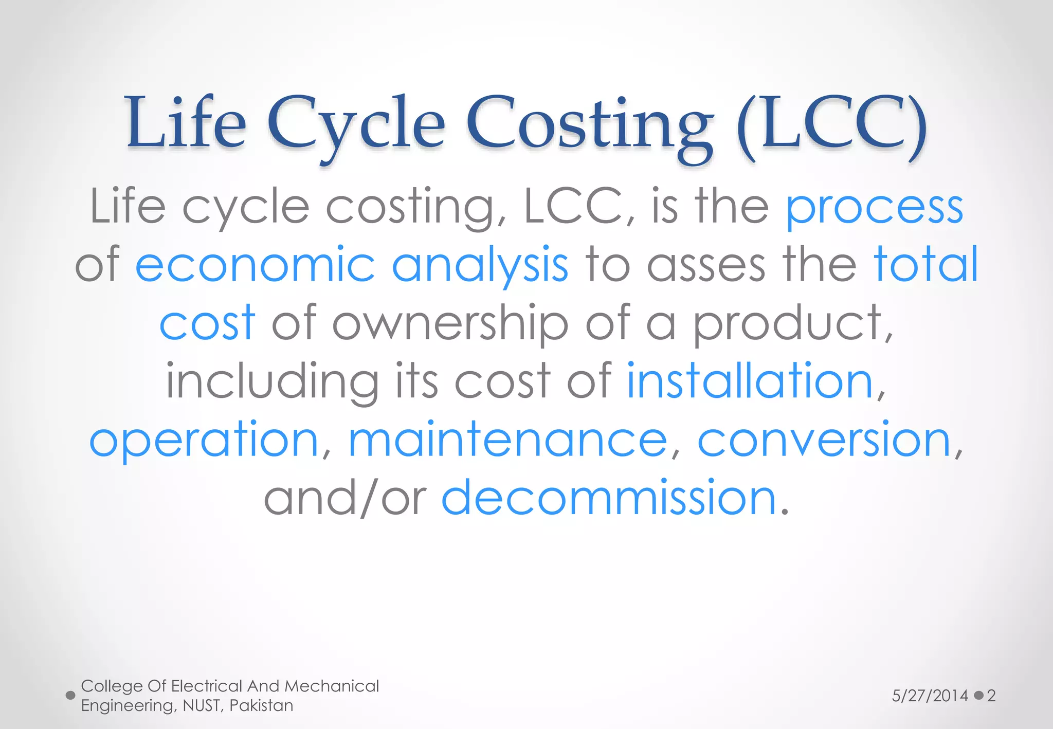 Life cycle cost example | PPTX