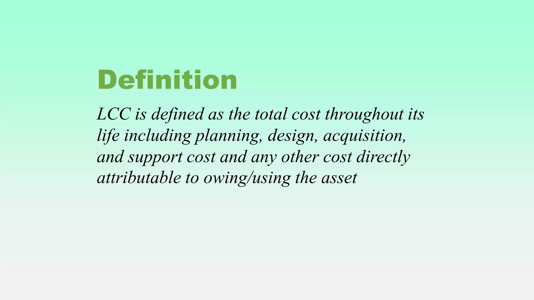 Life cycle costing | PPTX