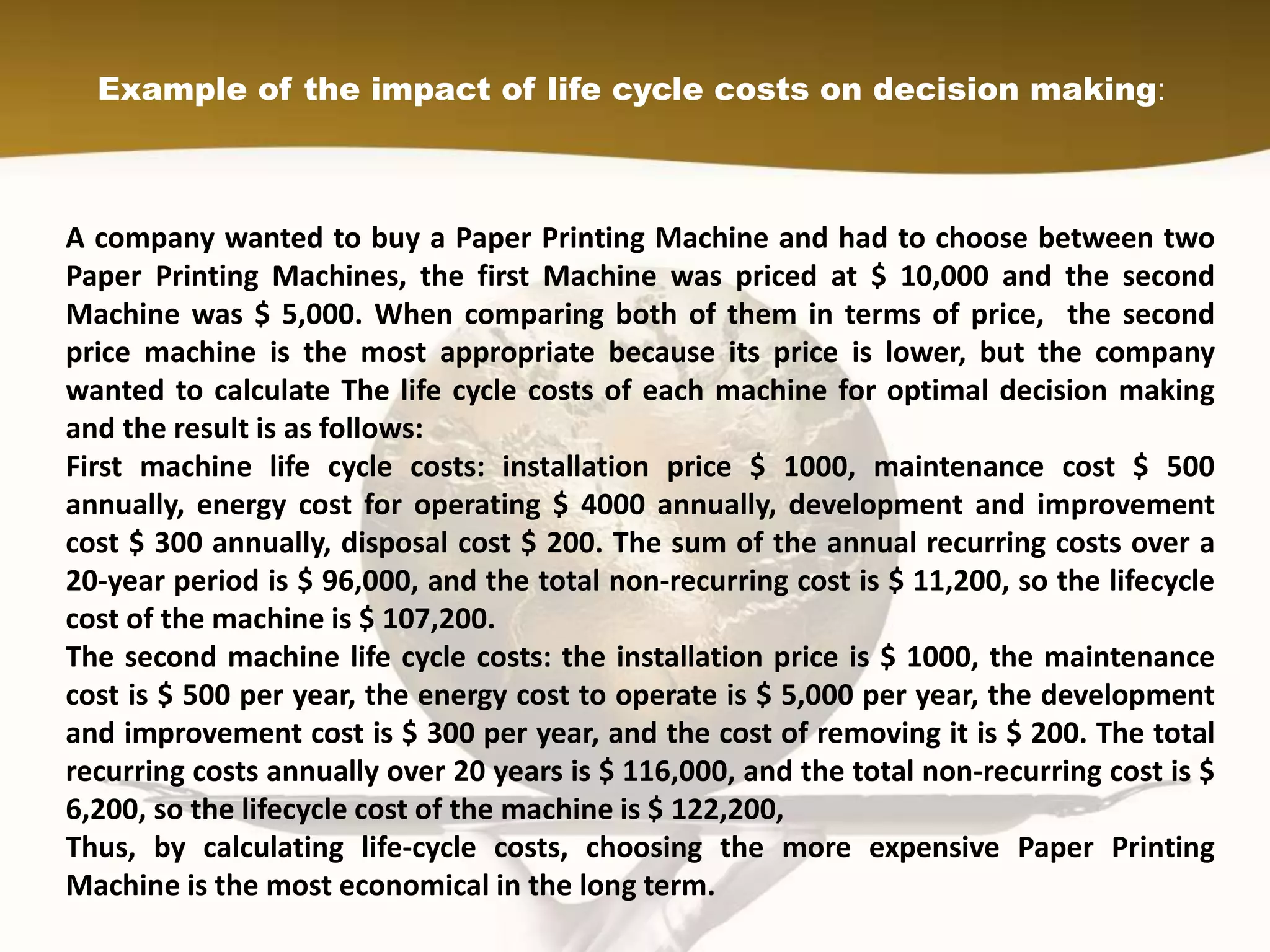 Life cycle costing and customer life cycle costing (cost accounting) | PPTX