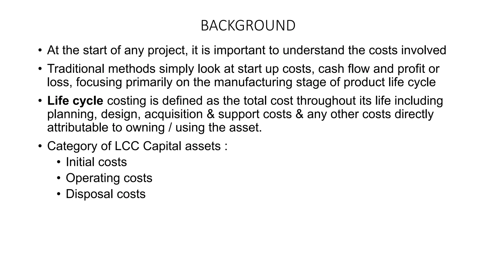 Life cycle costing and modeling | PPTX