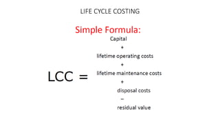 Life cycle costing and modeling | PPTX