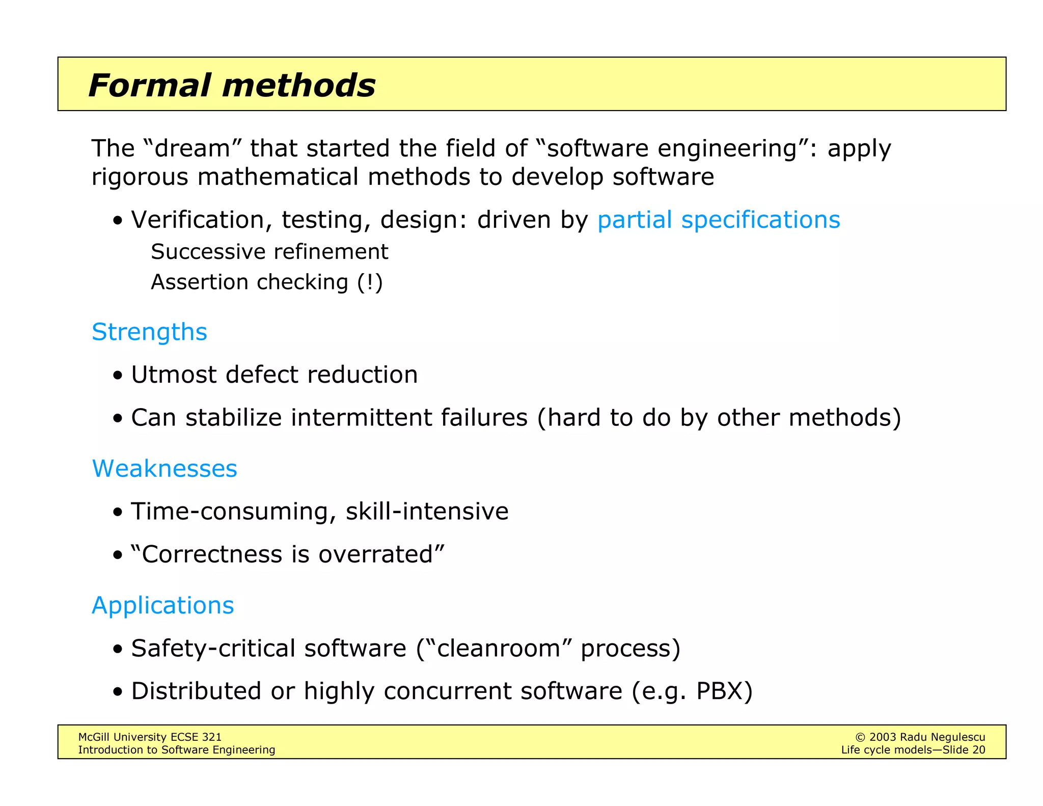 Intro to Software Engineering - Life Cycle Models | PDF