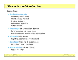 Intro to Software Engineering - Life Cycle Models | PDF