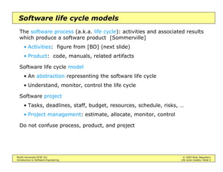 Intro to Software Engineering - Life Cycle Models | PDF