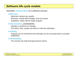 Intro to Software Engineering - Life Cycle Models | PDF