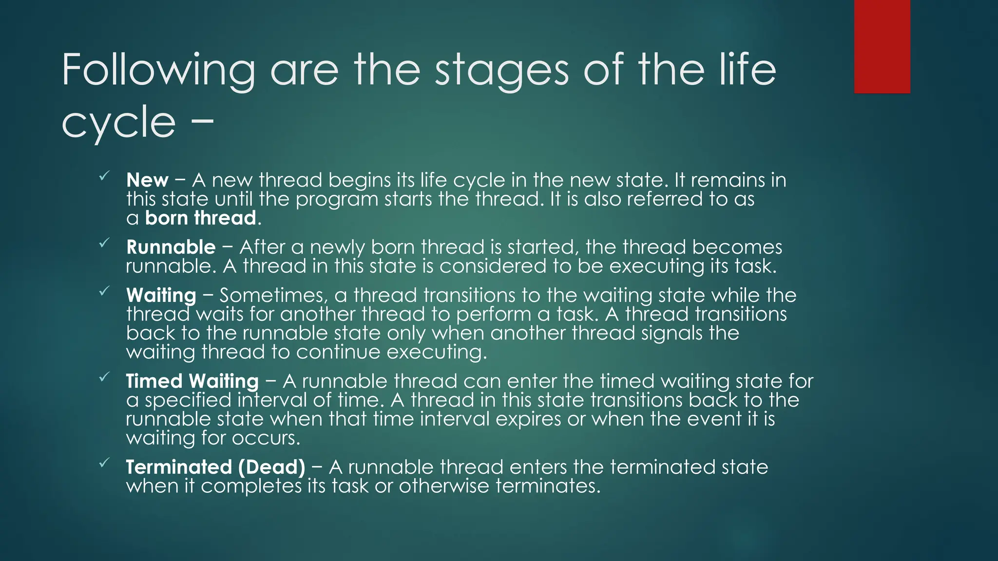 Life Cycle of a Thread java thread detai | PPT