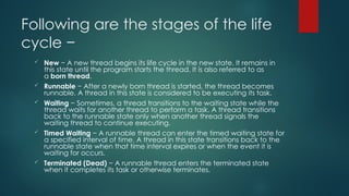 Life Cycle of a Thread java thread detai | PPT
