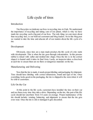 Life cycle of tyre | DOCX
