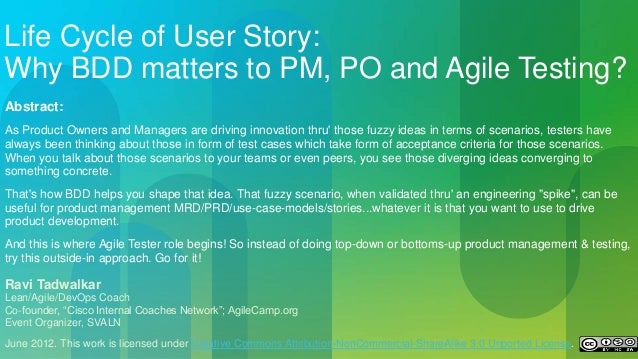 Life cycle of user story: Outside-in agile product management & test…