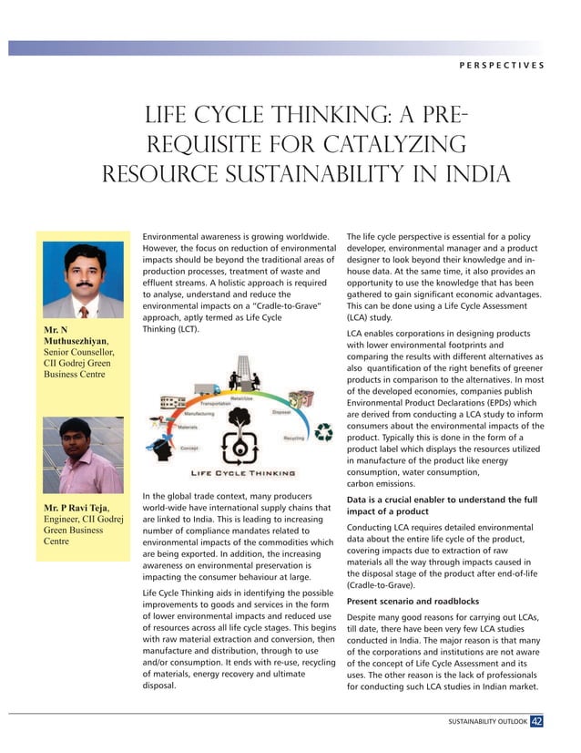 Life Cycle Thinking: A pre requisite for catalyzing resource ...