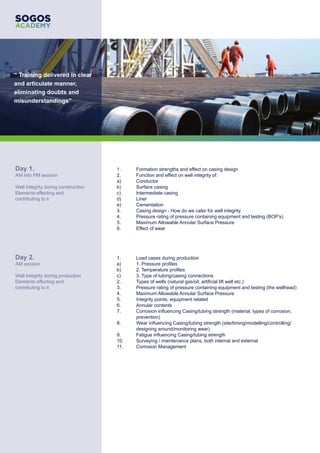 Lifecycle Well Integrity 3-day Course | PDF