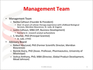 LifeCyte, Inc. Company Presentation | PPT