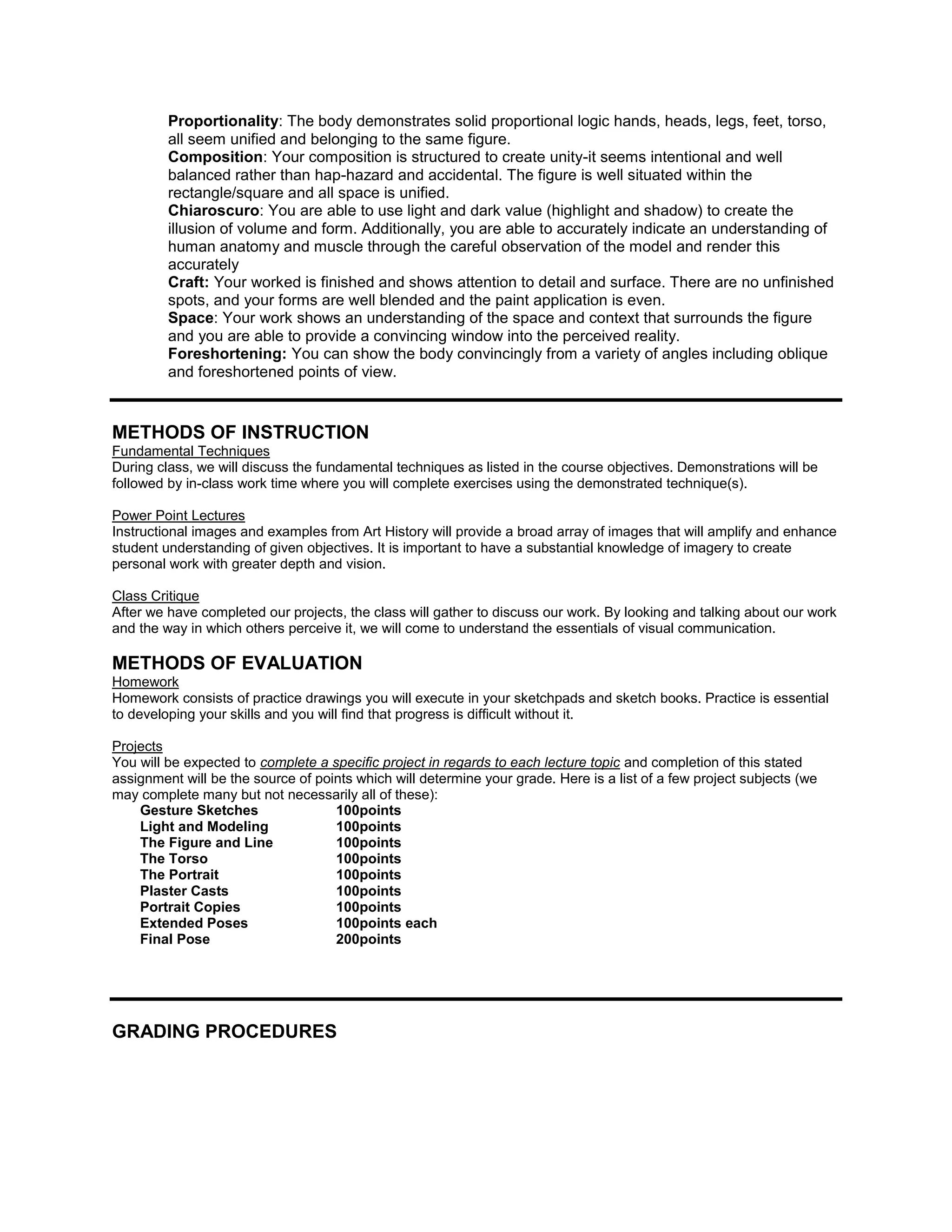 Life Drawing Syllabus | DOCX