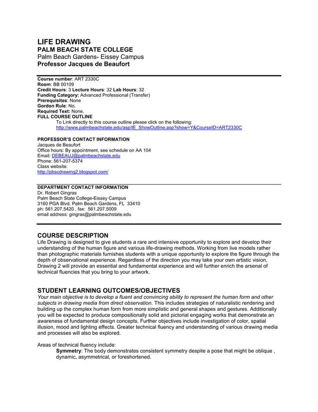 Life Drawing Syllabus | DOCX