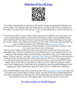 Life Essay Sample | PDF