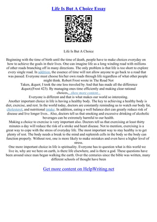 Life Essay Sample | PDF