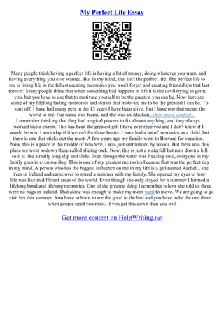 Life Essay Sample | PDF