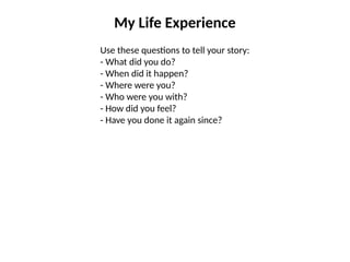 Life_Experience_Lesson plan for adults learners | PPTX