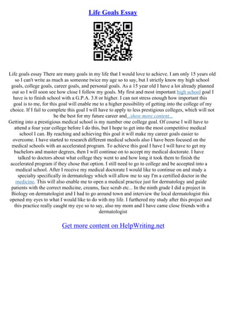 Life Goals Essay | PDF