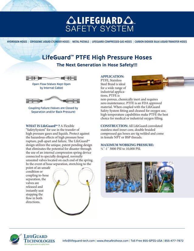 Life guard safety hose high pressure and cryogenic hose specification ...