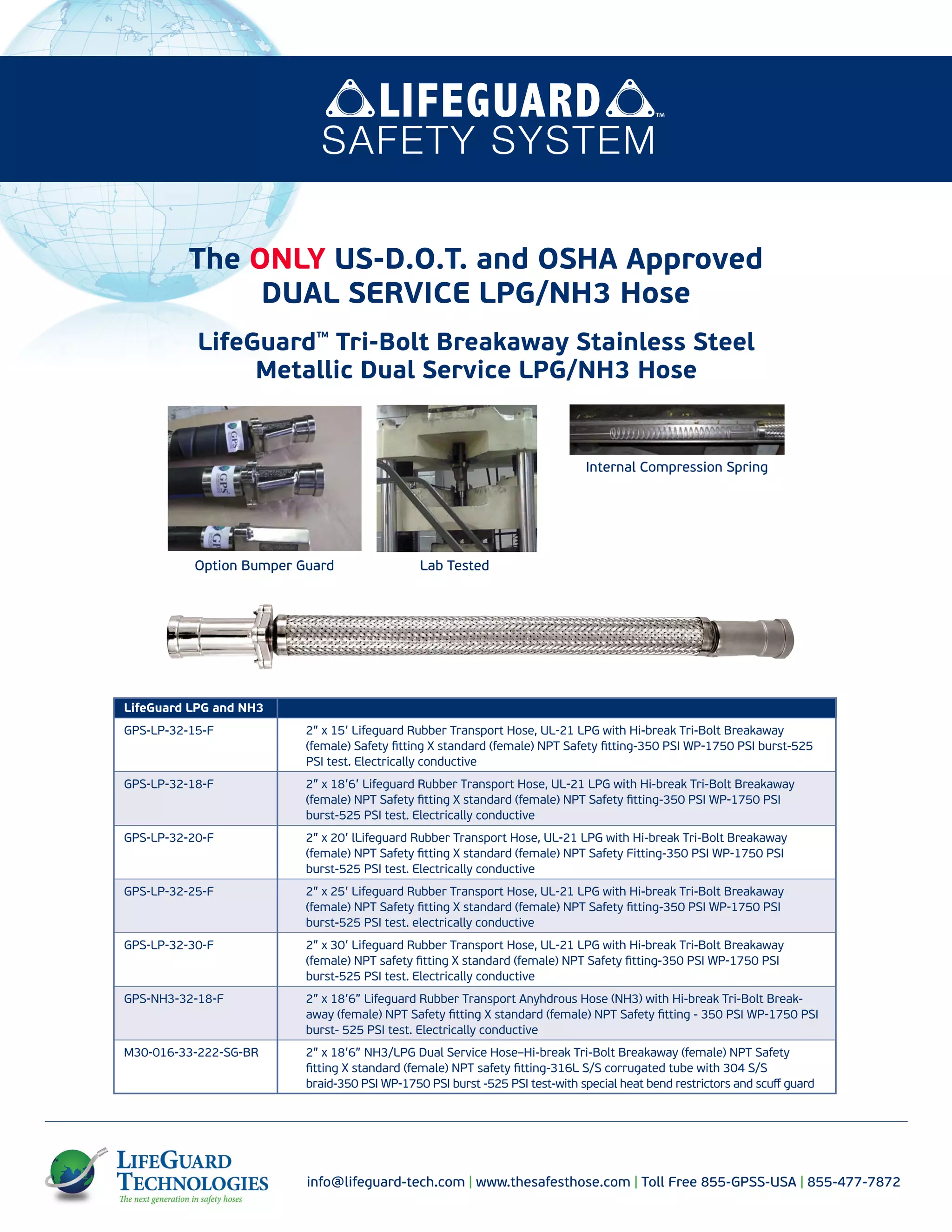 LifeGuard safety hose petrochem specification sheets | PDF