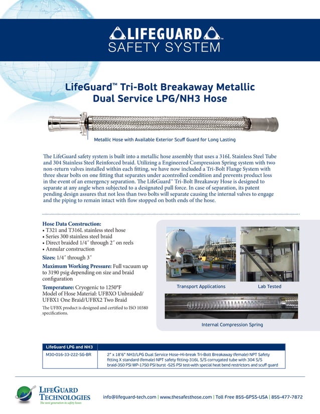 LifeGuard safety hose petrochem specification sheets | PDF