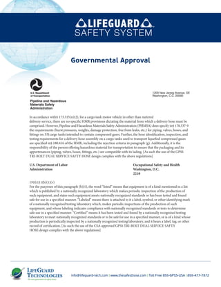 LifeGuard safety hose petrochem specification sheets | PDF