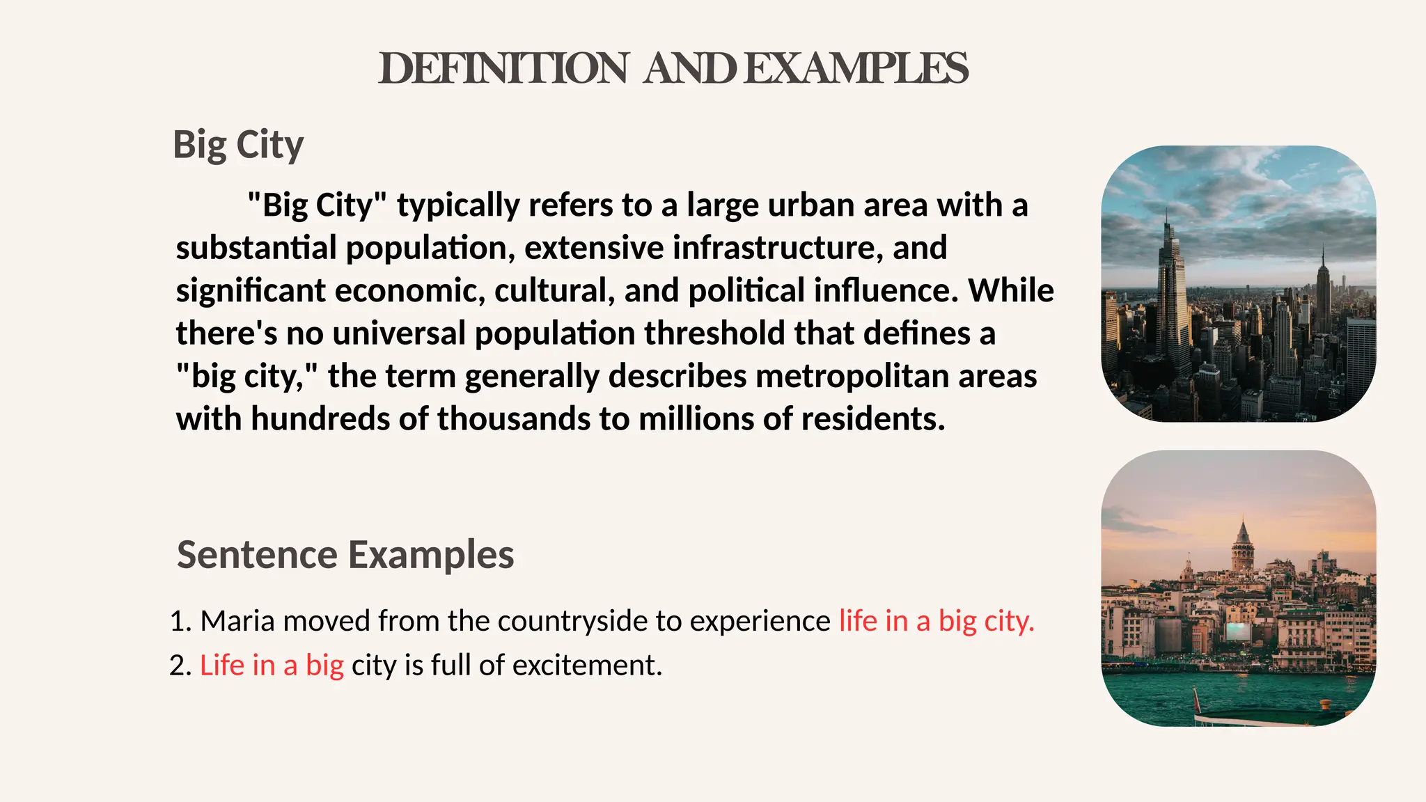 LIFE IN A BIG CITY Powerpoint presentation | PPTX
