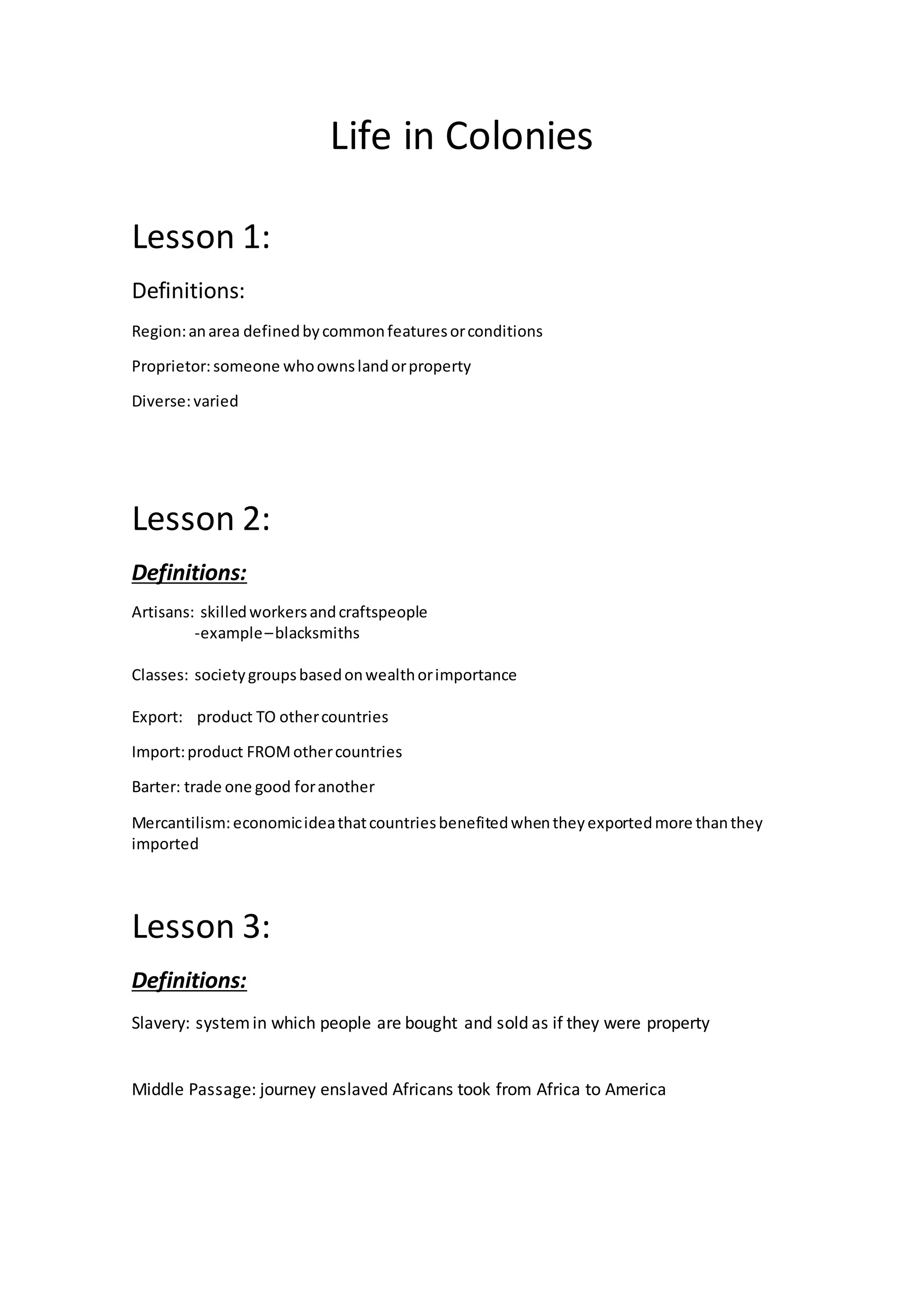 Life in colonies definitions | PDF