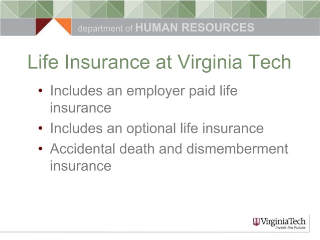 Virginia Tech - New Employee Orientation - Life insurance | PPTX