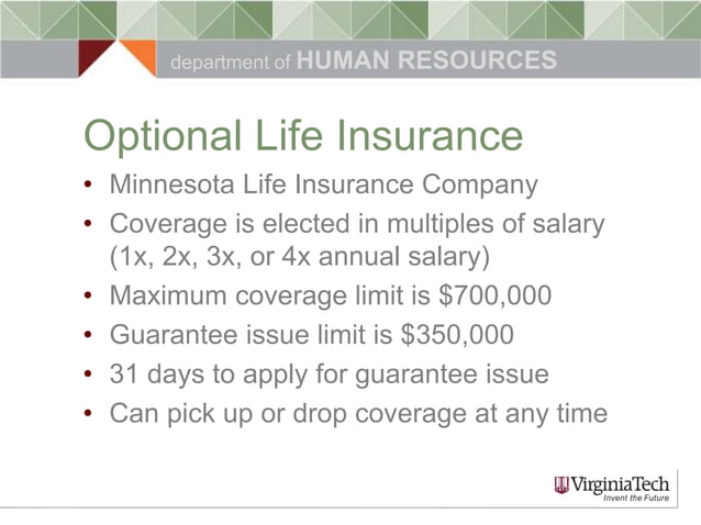 Virginia Tech - New Employee Orientation - Life insurance | PPTX