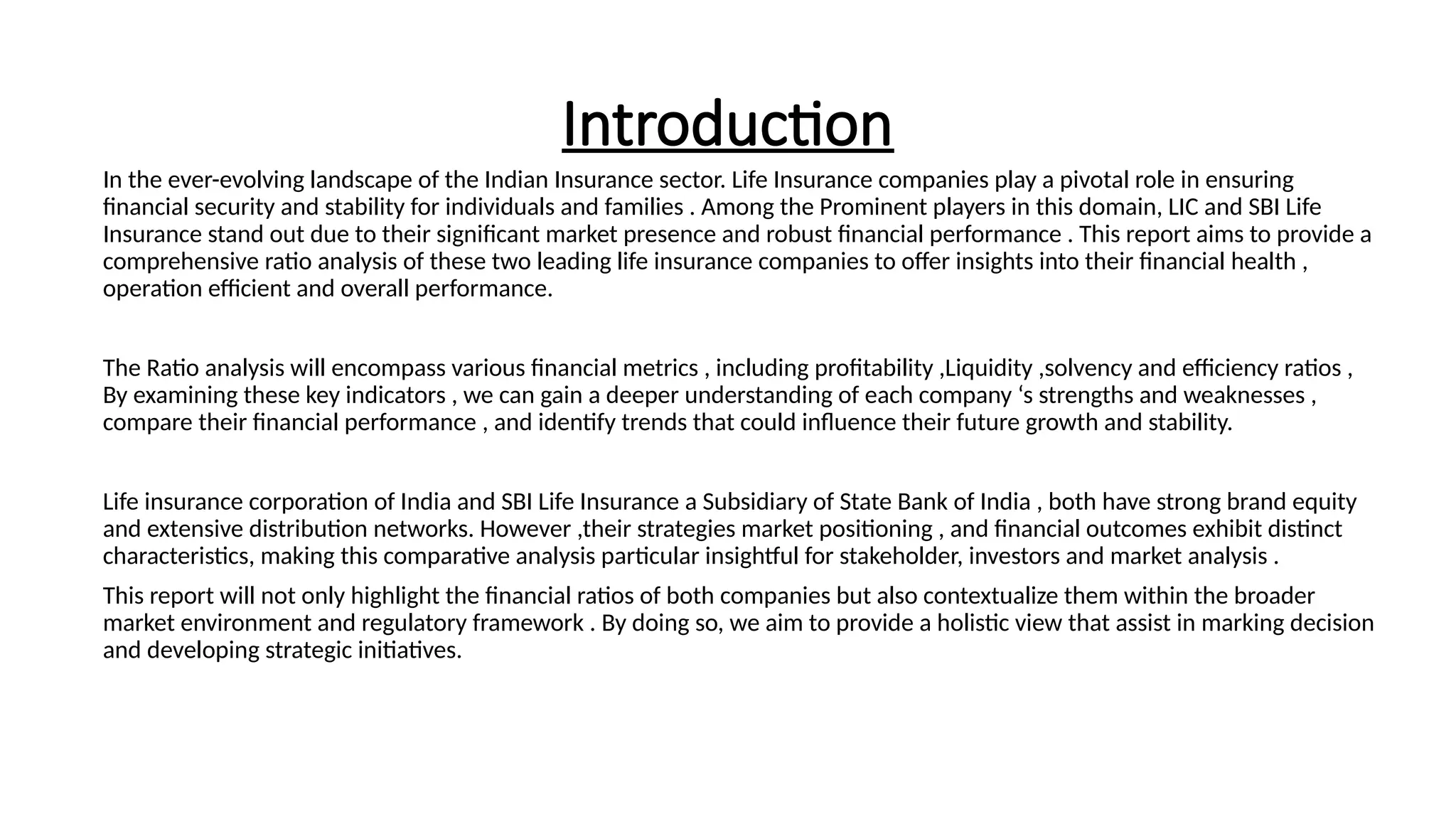 Life Insurance Company ration analysis . | PPTX