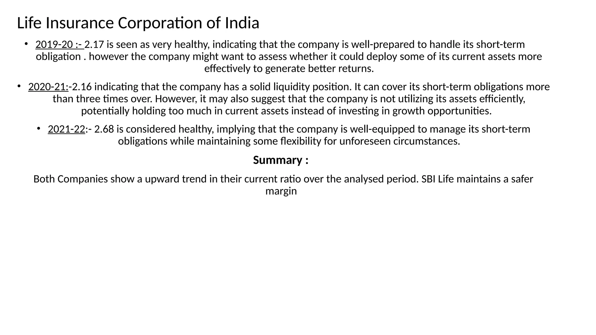 Life Insurance Company ration analysis . | PPTX