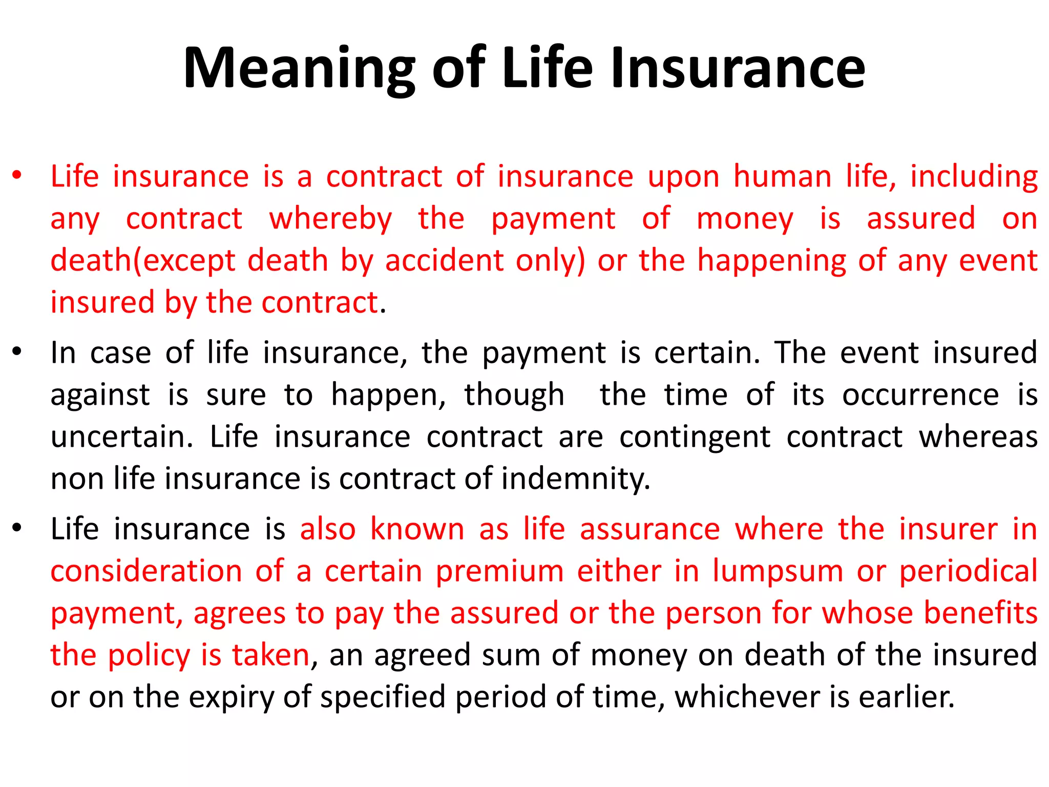 LiFe InsUraNcE anD iTs ProDucTs aNd PreMiuM PayMenT | PPTX