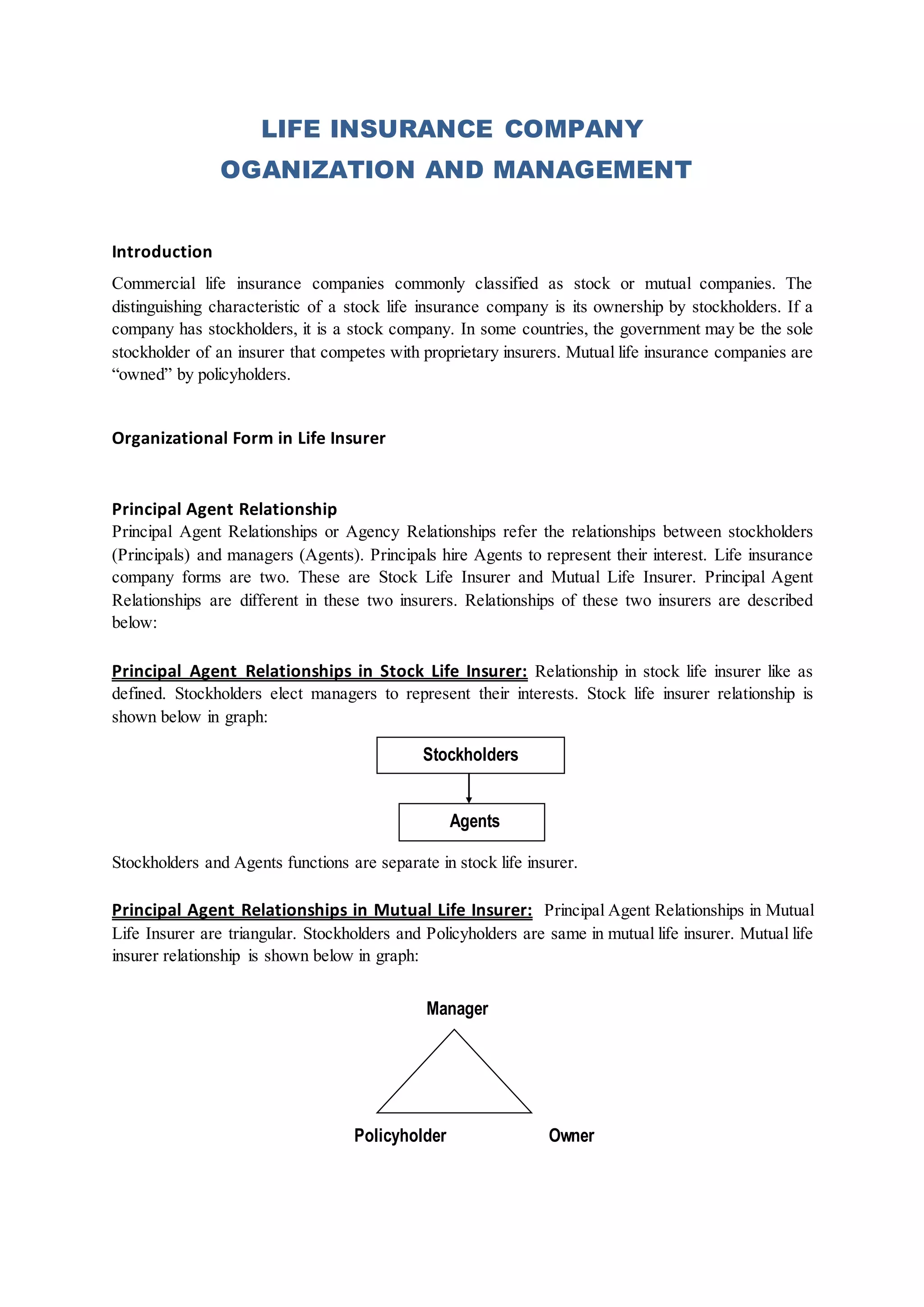 Life insurance company and management | DOCX