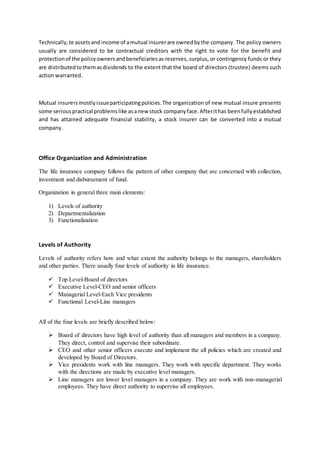 Life insurance company and management | DOCX