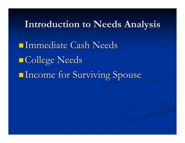 Life Insurance Needs Analysis | PDF