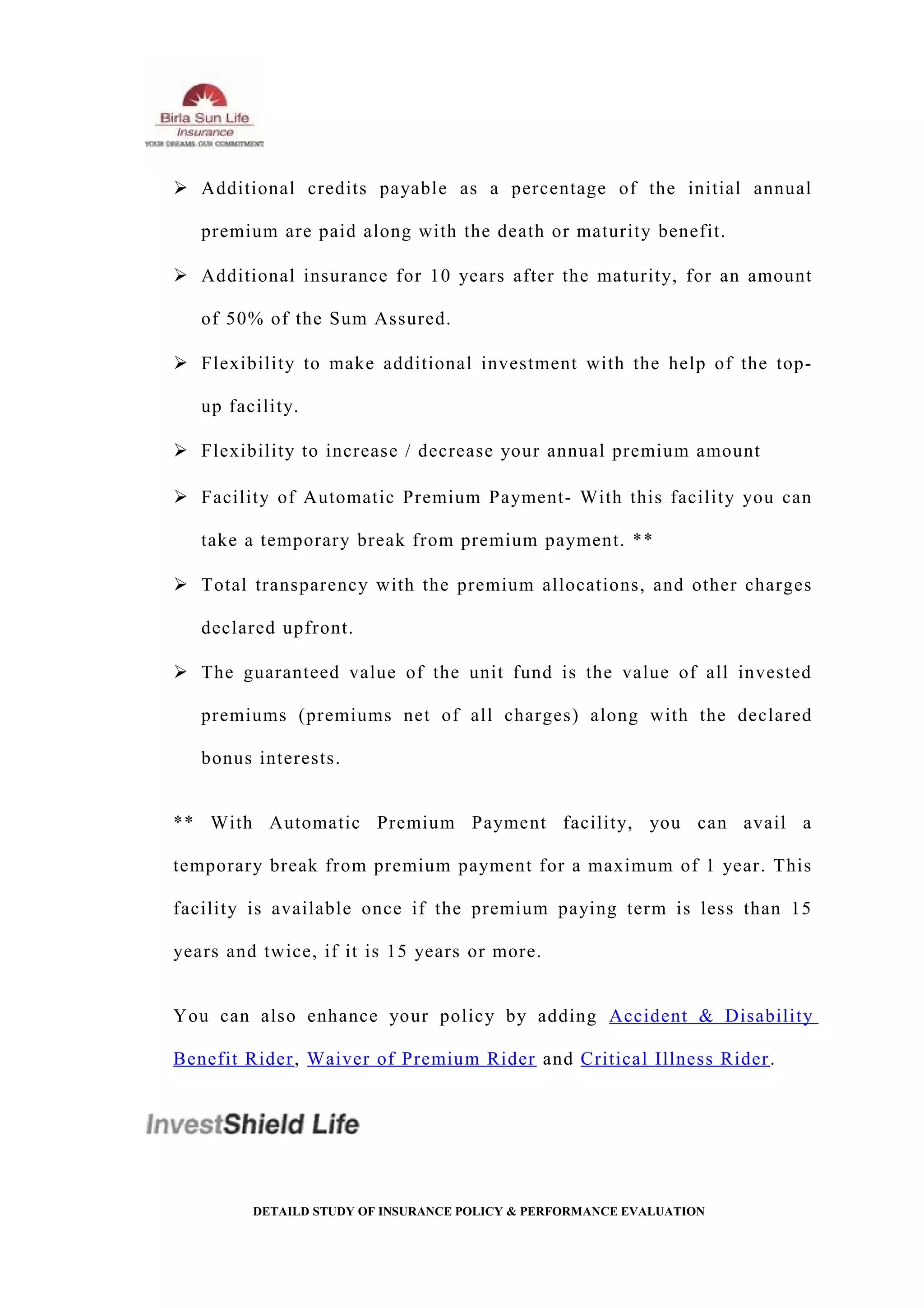 Life insurance project report | DOC