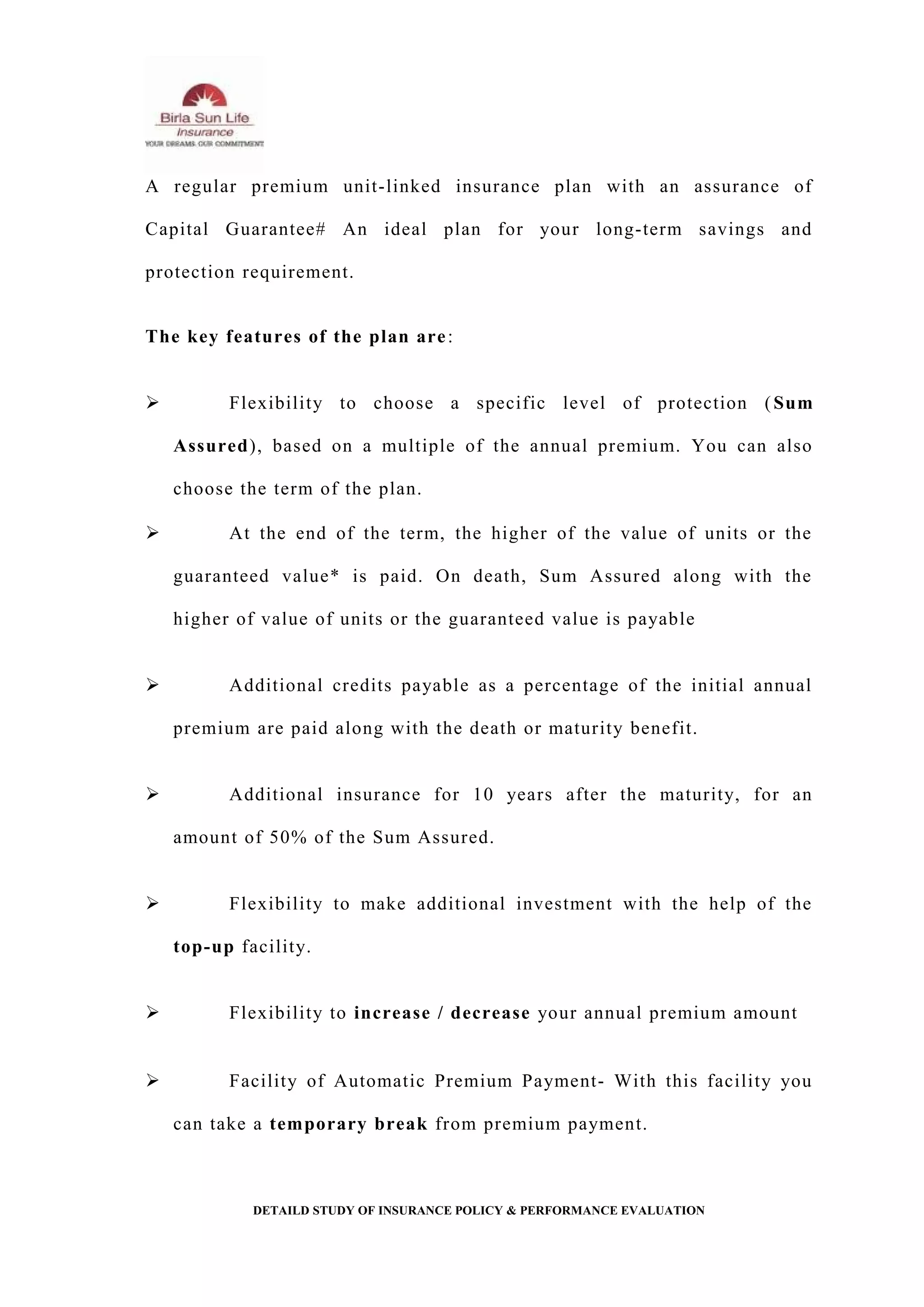 Life insurance project report | DOC