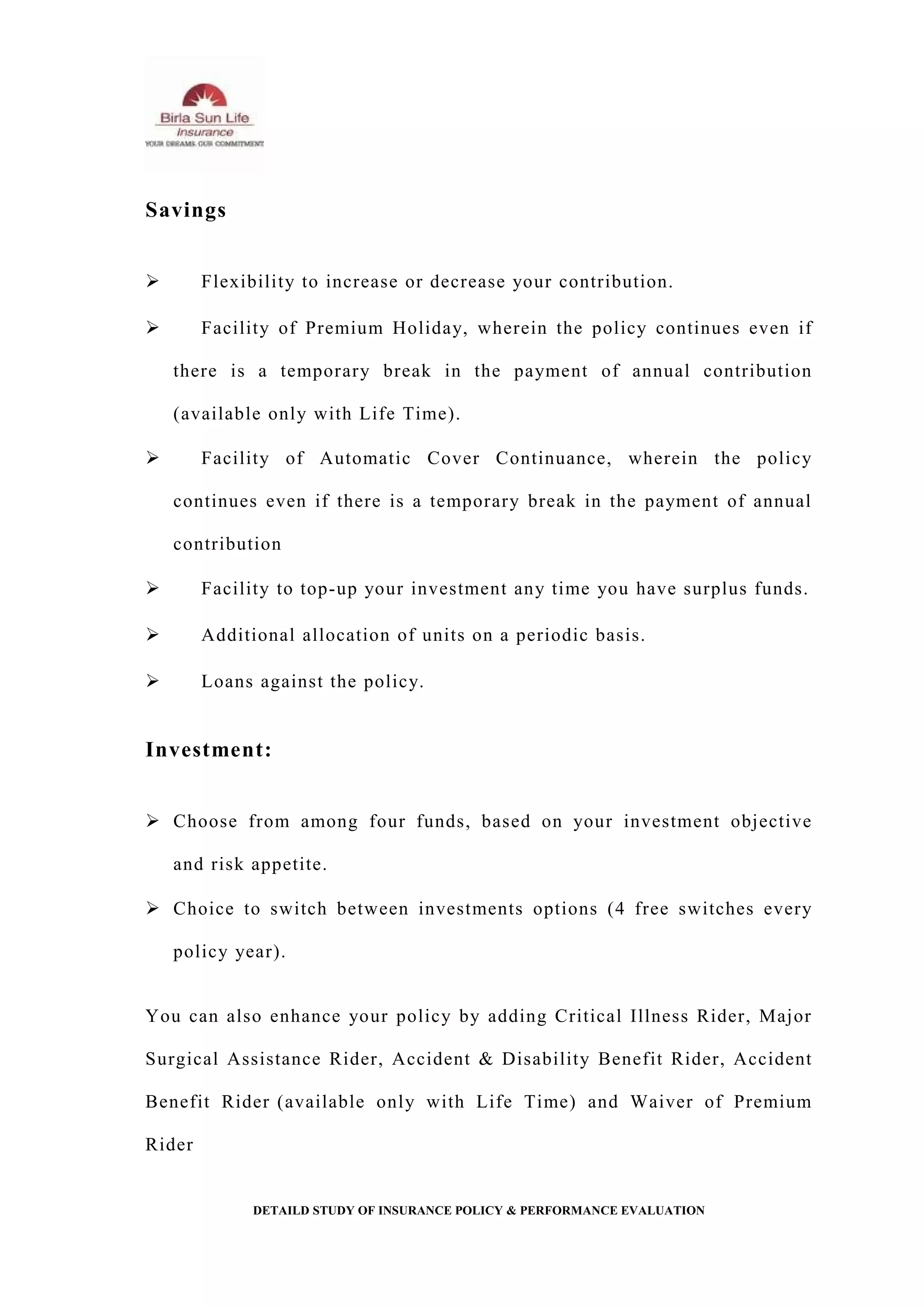 Life insurance project report | DOC