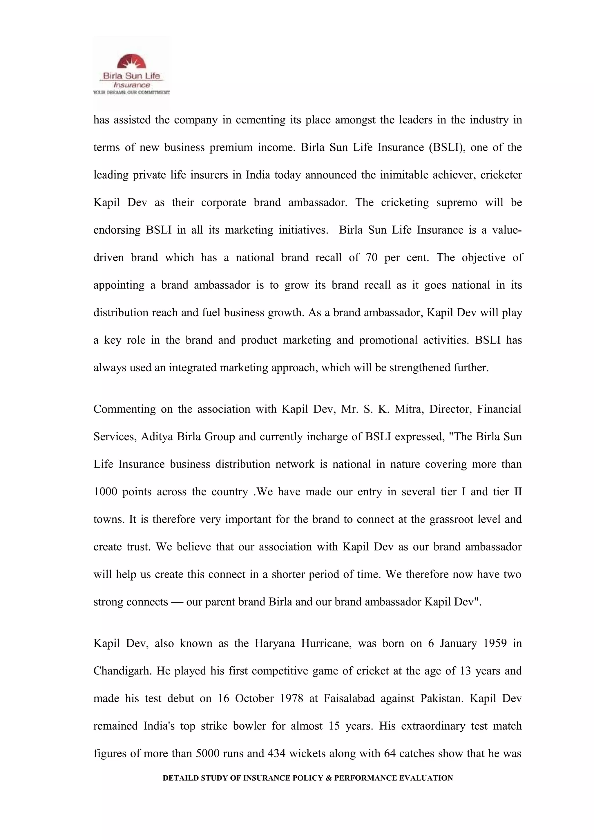 Life insurance project report | DOC