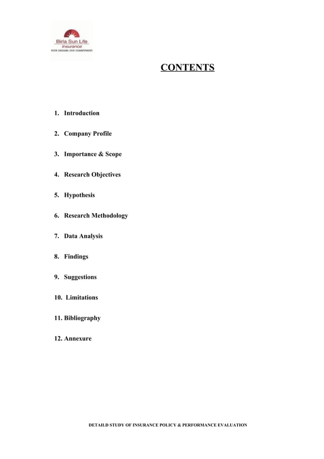 Life insurance project report | DOC