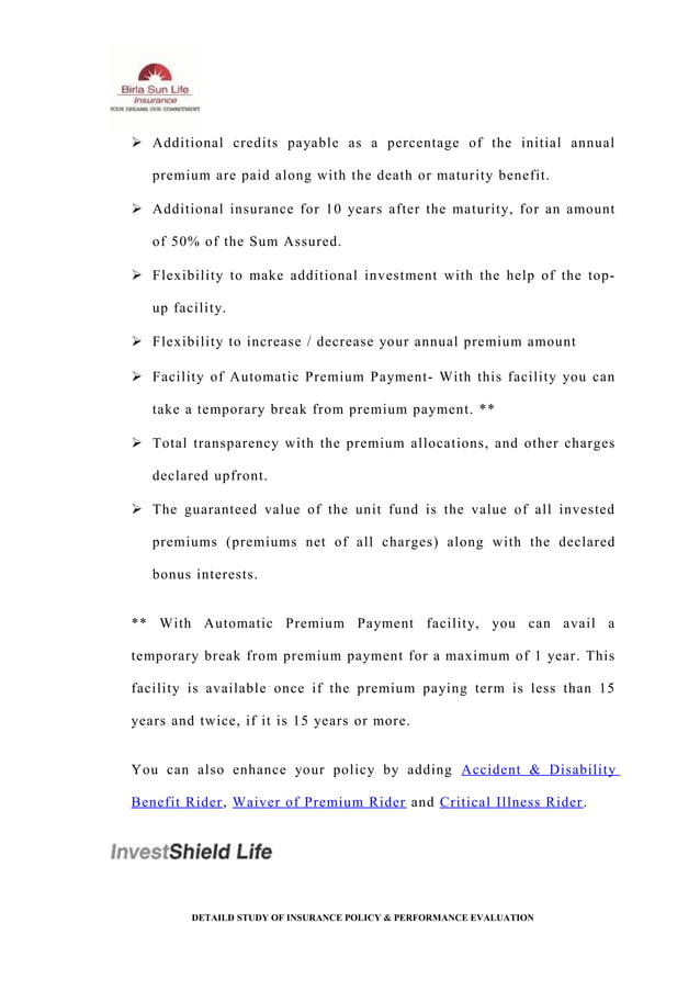 Life insurance project report | DOC