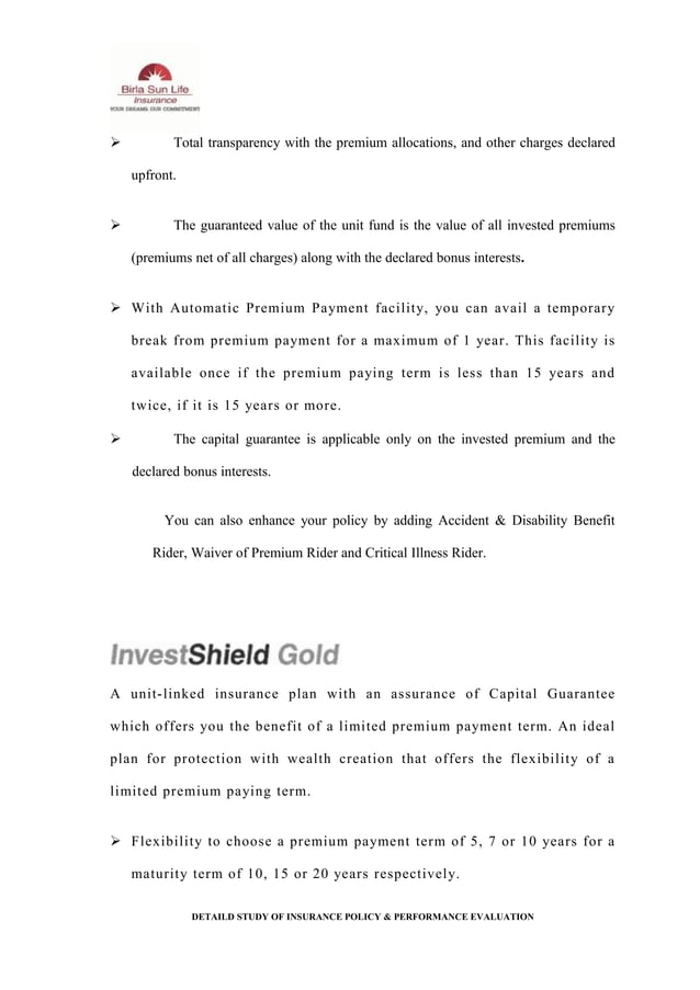 Life insurance project report | DOC