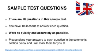 LIFE IN THE UK TEST - Questions and Answers | PPTX