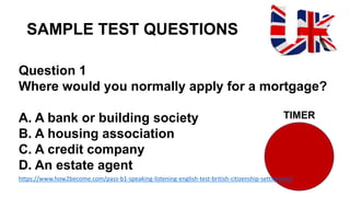 LIFE IN THE UK TEST - Questions and Answers | PPTX