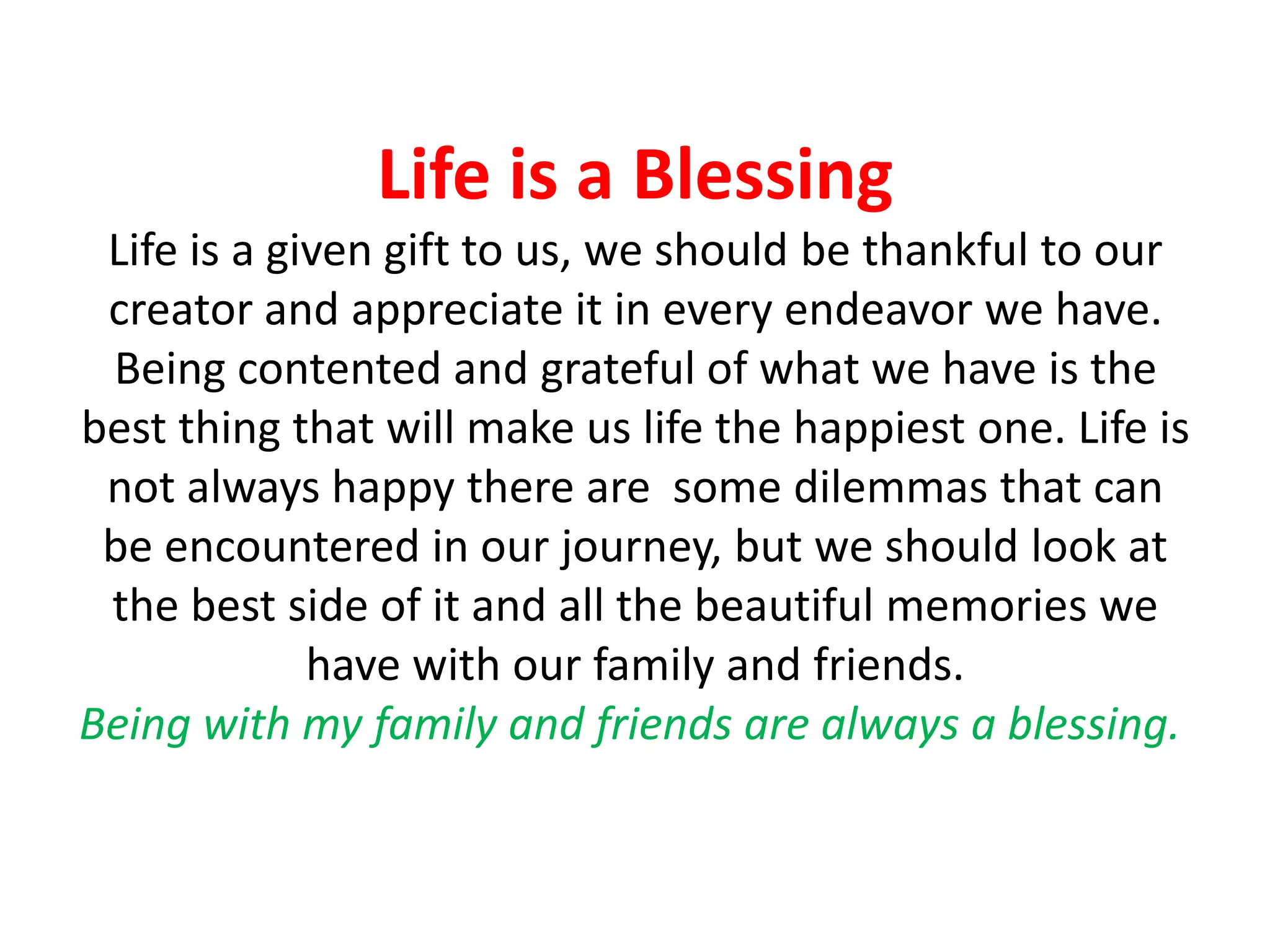 Life is a blessing | PPT