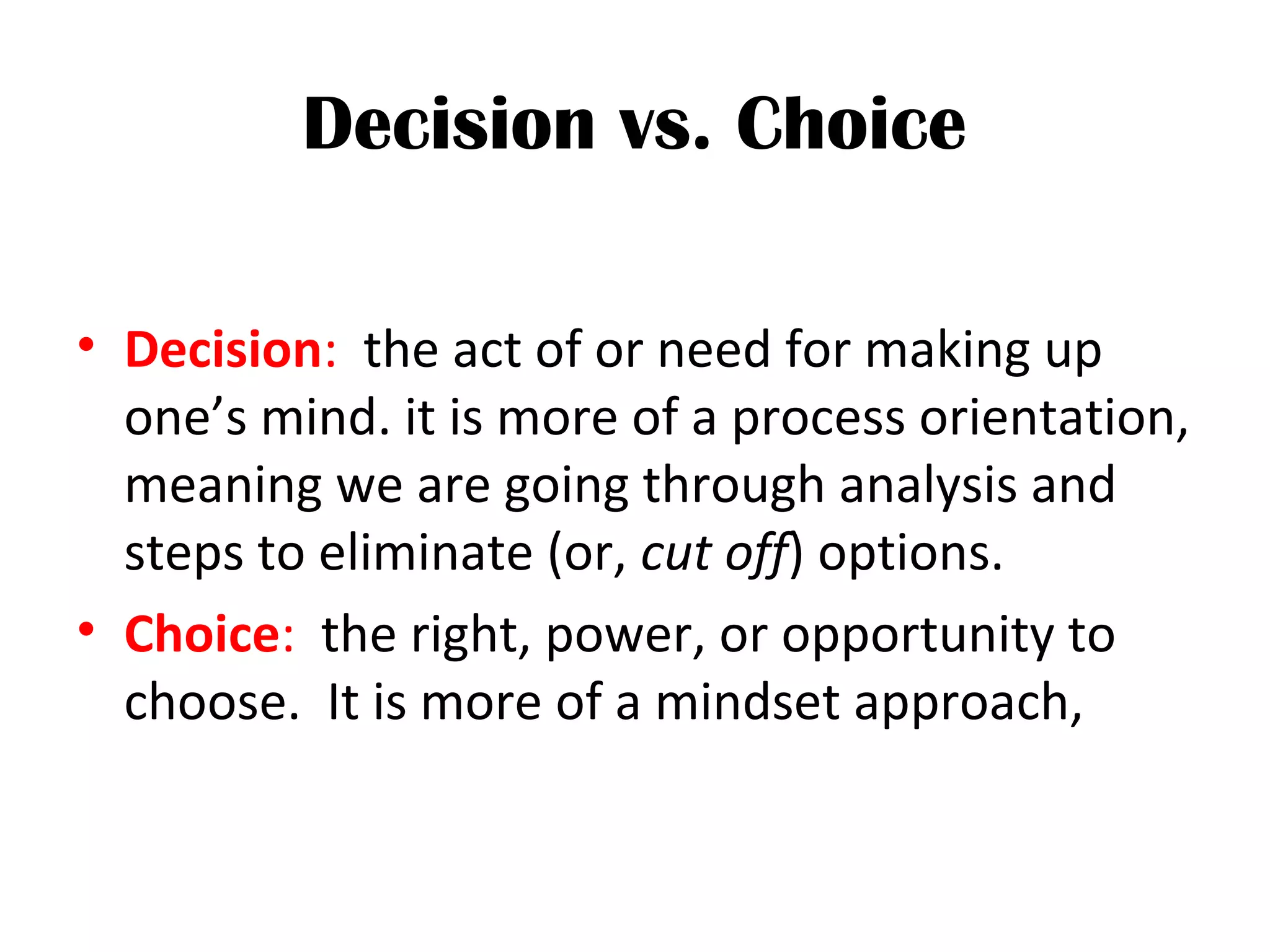 Life is all about choices and the decision | PPT