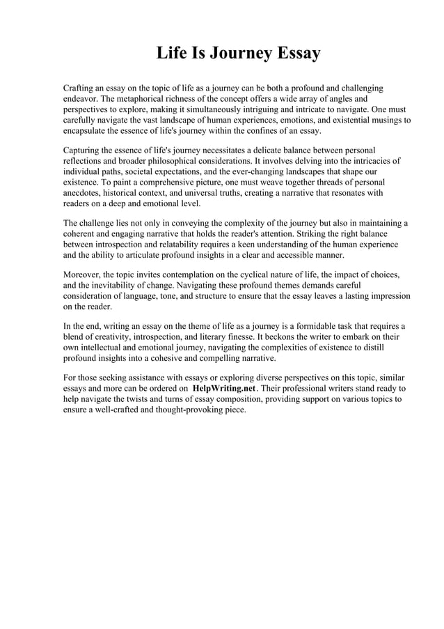 Life Is Journey Essay. University of Louisiana at Monroe | PDF